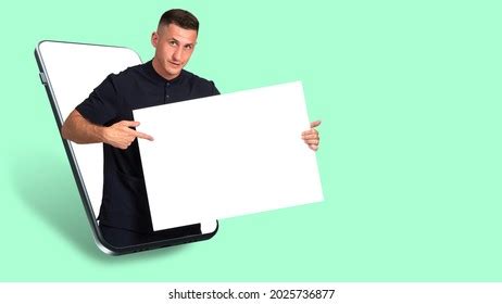 Man Pointing Blank Poster Your Advertising Stock Photo Shutterstock