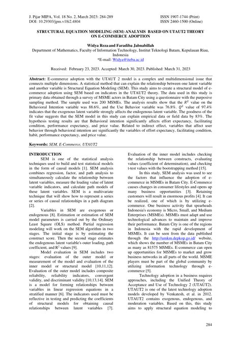 Pdf Structural Equation Modeling Sem Analysis Based On Utaut2 Theory On E Commerce Adoption