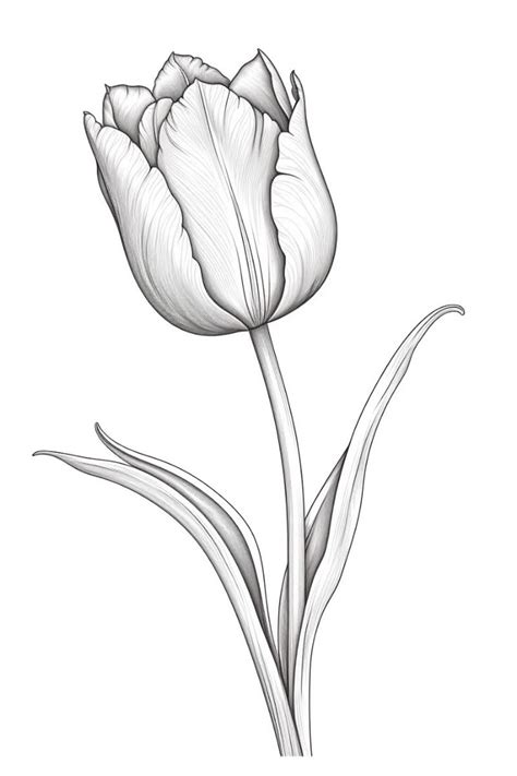 Elegant Tulip Blossom Sketch Flower Line Drawings Flower Art Drawing Flower Drawing