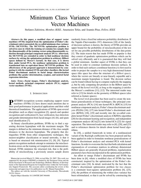 Pdf Minimum Class Variance Support Vector Machines