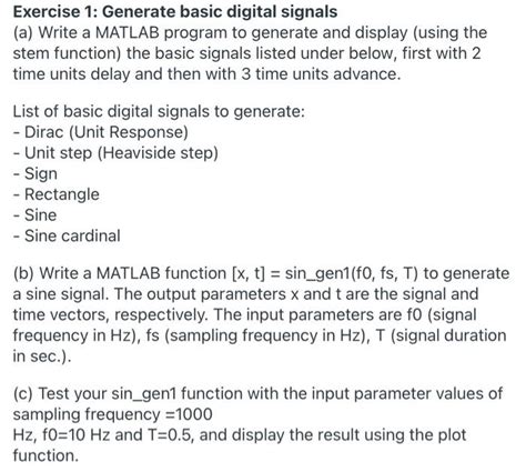 Solved Exercise Generate Basic Digital Signals A Write Chegg