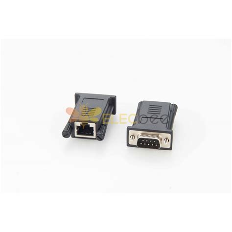 Rs232 Db9 Male To Rj45 Female Adapter Serial Port To Lan Cat5 Cat6 Network Ethernet Cable Connector