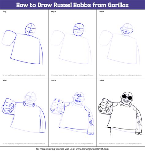 How To Draw Russel Hobbs From Gorillaz Gorillaz Step By Step