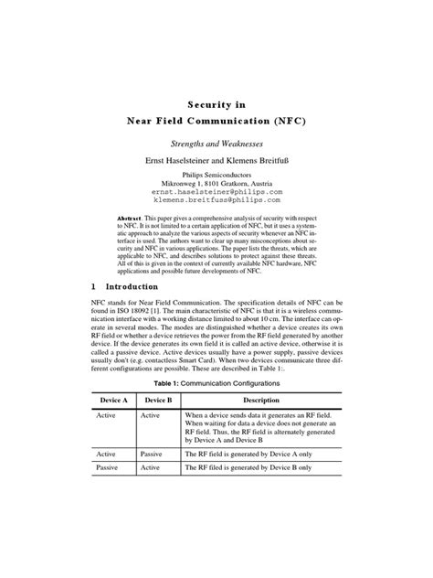 Security In Near Field Communication Nfc Pdf Modulation Bluetooth