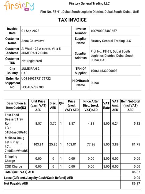 Fc Uae 5789703 Pdf Value Added Tax Invoice