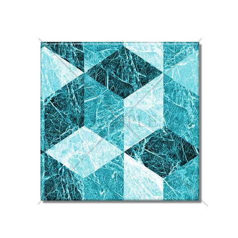 Illusion Cube Design Ceramic Tile Turquoise Blue Decorative Patterned Ceramic Tile Kitchen