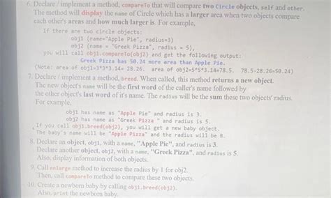 solved a class named circle has two instance variables name