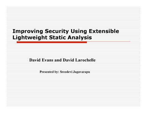 Improving Security Using Extensible Lightweight Static Analysis Cs