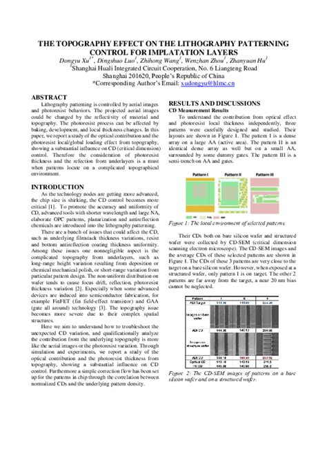 Pdf The Topography Effect On The Lithography Patterning Control For