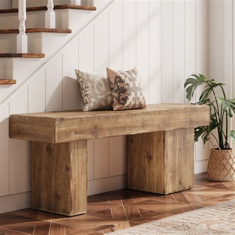 Tribesigns Solid Wood Bench 47 Farmhouse Entryway Bench Tribewood