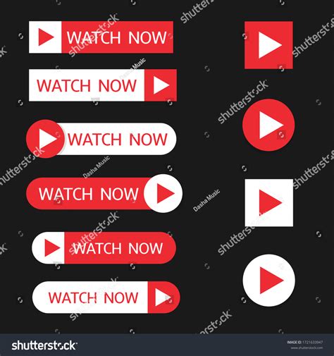 Play Red White Watch Now Buttons Stock Vector Royalty Free 1721633947