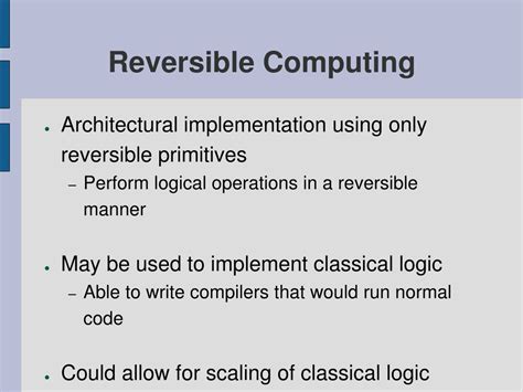 PPT Reversible Computing PowerPoint Presentation Free Download ID 9223095