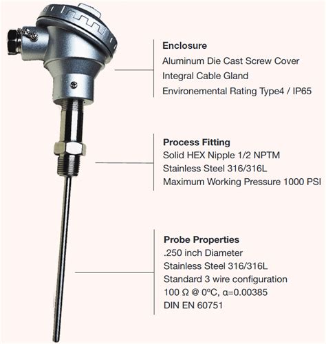 Temperature Switch Head Type Rtd Assembly With Hockey Puck Switch