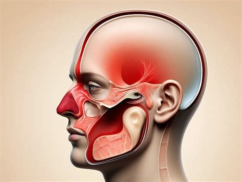 Nasal Polyps Human Head Cross Section Showing Nasal Passages And