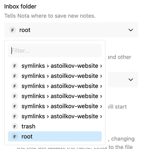 Select Root As The Folder Where New Notes Are Created · Issue 237 · Notaapptalk · Github