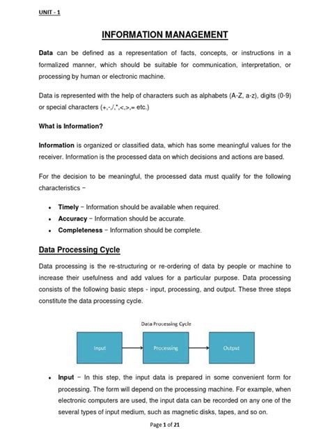 Unit 1 Information Management Pdf System Information System