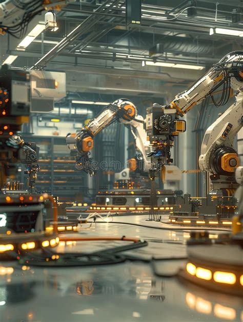 A Clean Efficient Industrial Facility With Robotic Arms And Automated