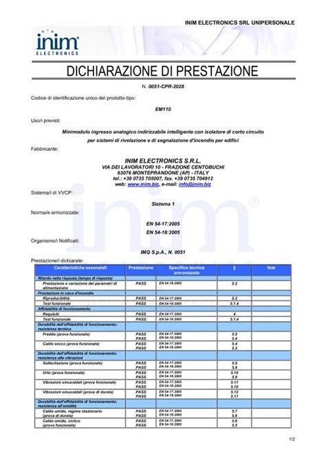 Em110 Declaração De Desempenho N 0051 Cpr 2028 De 29052020