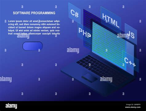 Software Development And Programming Concept Program Code On Laptop Screen Isometric Vector