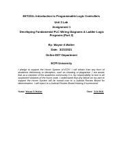 EET231L Unit3 LabAssignment Part 2 Docx EET231L Introduction To Programmable Logic Controllers
