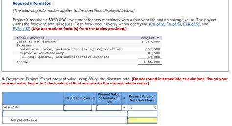 solved determine project y s net present value using 8 as