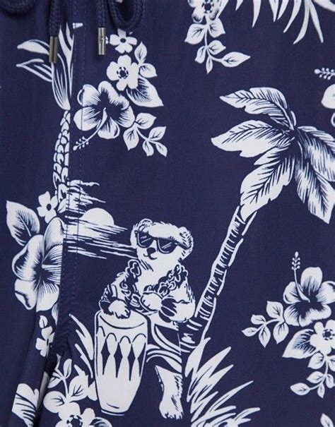 Синие пляжные шорты с гавайским принтом и логотипом Polo Ralph Lauren Asos Гавайский принт