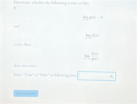 Solved Determine Whether The Following Is True Or