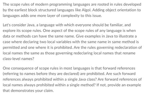 Solved The Scope Rules Of Modern Programming Languages Are