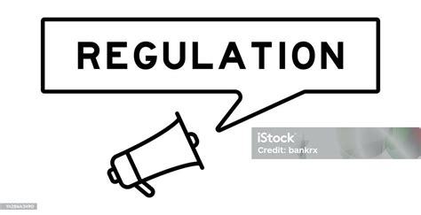 흰색 배경에 단어 규제에 음성 거품이있는 메가폰 아이콘 계약서에 대한 스톡 벡터 아트 및 기타 이미지 계약서 권위 규칙 Istock
