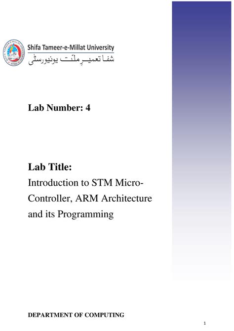 Coal Lab4 Lab Manual 4 Lab Number 4 Lab Title Introduction To Stm