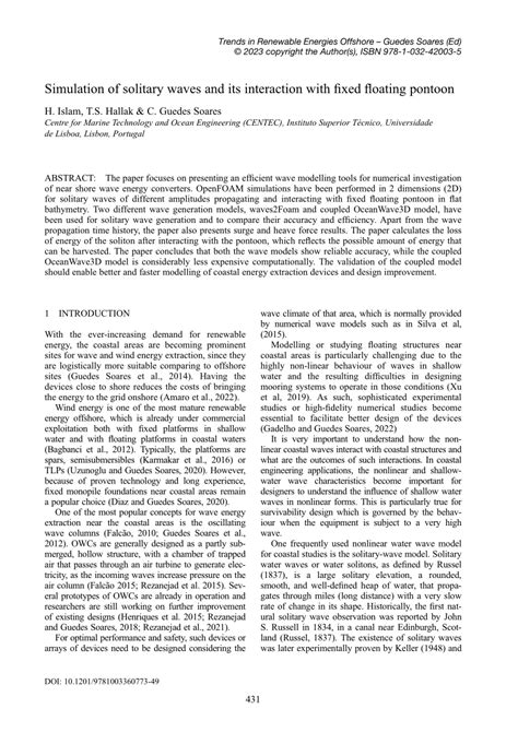 Pdf Simulation Of Solitary Waves And Its Interaction With Fixed Floating Pontoon