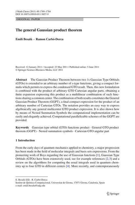 Pdf The General Gaussian Product Theorem
