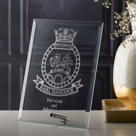 Engraved Glass Display Plaque Crests And Insignia Engraved Glass Design