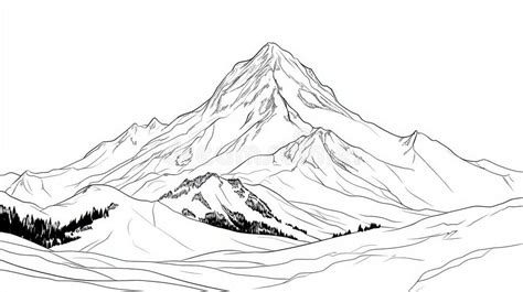 Mount Hood Oregon Line Art Drawing Single Line Drawing Of Mount Hood