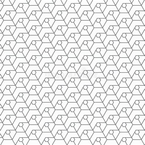 Geometric Vector Pattern Repeating Linear Hexagon And Chevrons Stock