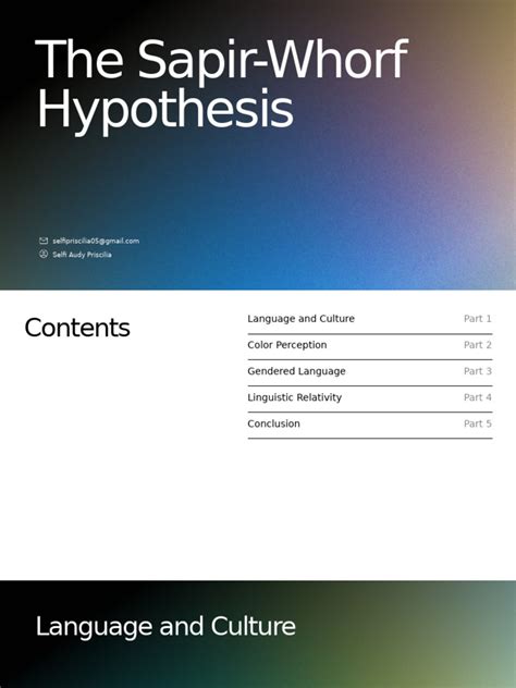 The Sapir Whorf Hypothesis Pdf Emotions Perception