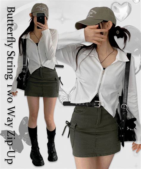 [투웨이집업 스판~허리잘록 양옆스트링~셔링포인트 ] 나비카라스트링투웨이집업 에이블리