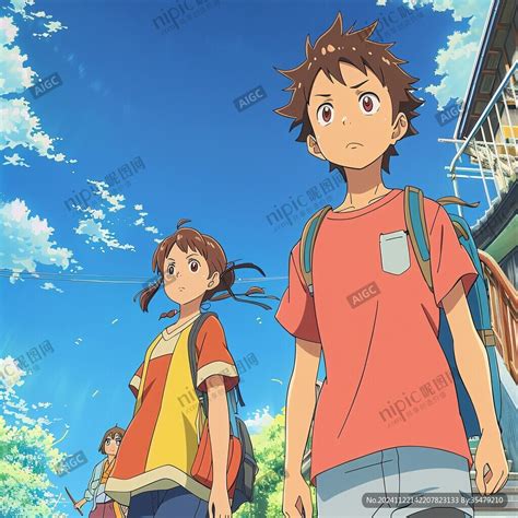 Ai创作图你的名字 青春题材漫画人物 天下一木濑 宫崎骏动漫 青春男生女生 宫崎骏动画 萨敦角萤 日本卡通动漫 动漫景象 宫崎骏动漫同款 天下一木濑大 红衣女孩蓝衣男孩 伊麻干一希日乐吉 动漫