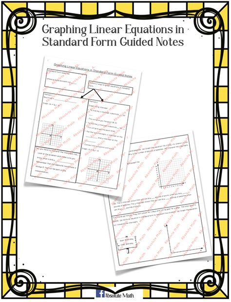 Graphing Linear Equations In Standard Form Guided Notes Teaching