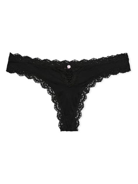 Black Lace Trim Thong Knickers Victorias Secret Ireland