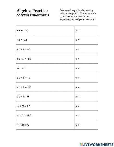 Simple Algebraic Equations