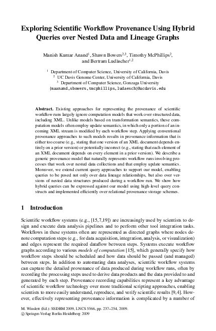 Pdf Exploring Scientific Workflow Provenance Using Hybrid Queries