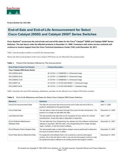 End Of Sale And End Of Life Announcement For Select Cisco CXtec