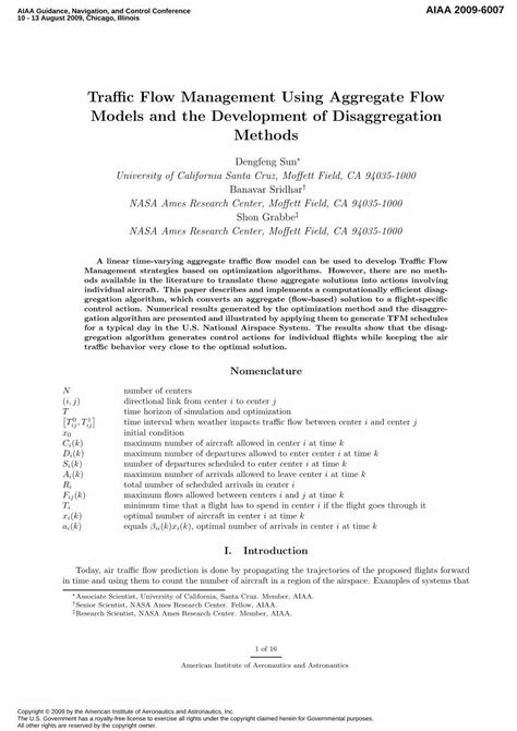 Pdf Traffic Flow Management Using Aggregate Flow Models And Dokumen