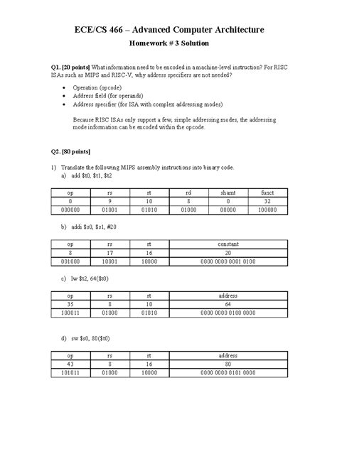 Hw3 Sol Homework 3 Answers Ececs 466 Advanced Computer Architecture Homework 3 Solution