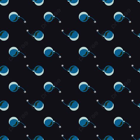 Dark Seamless Weapon Pattern With Blue Abstract Bombs Shapes Background