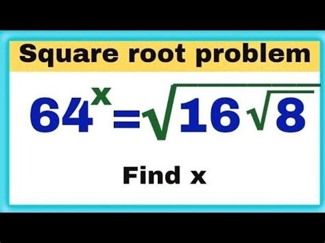 A Nice Squareroot Problem How To Solve Roots A Radical Question Find X YouTube