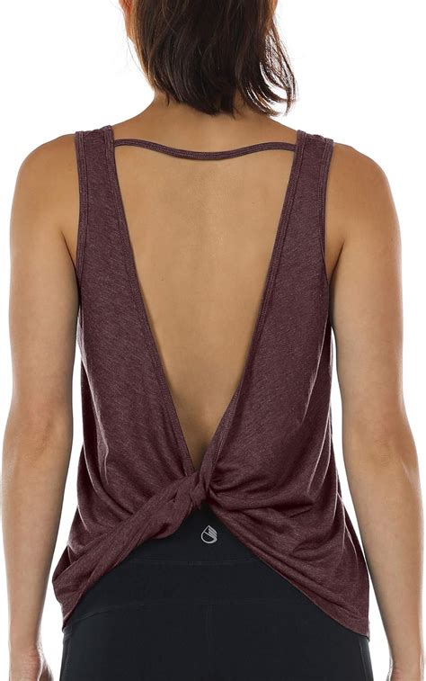 Icyzone Damen Sport Tops Rückenfrei Ärmellose Yoga Gym Oberteil Shirt Fitness Tank Top
