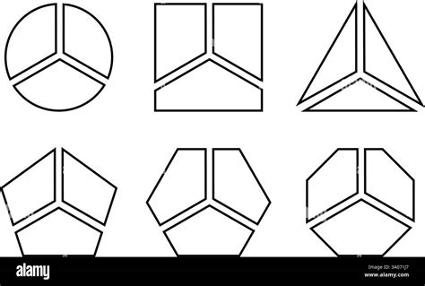 Geometric Shapes Divided Into 3 Sectors Round Square And Triangle