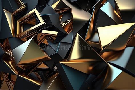 Interlocking Geometric Shapes In Metallic Hues For A Sophisticated Look Stock Illustration